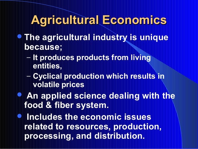 Introduction to agricultural economics