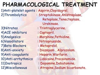 PHARMACOTHERAPY OF MYOCARDIAL INFARCTION | PPTX