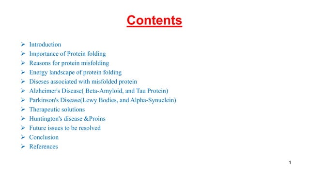 PROTEIN MISFOLDING AND DISEASES ASSOCIATED WITH THEM | PPTX