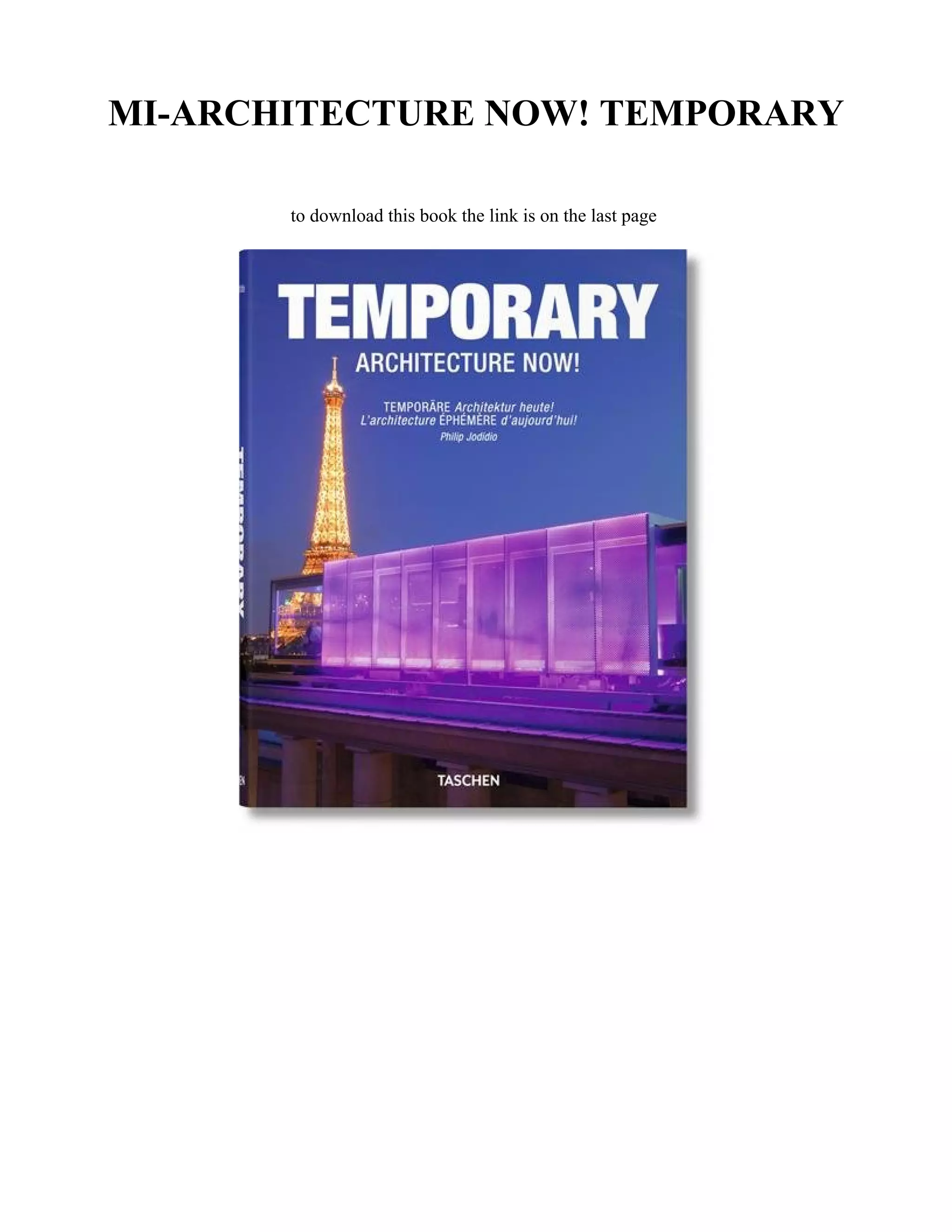 [NEW] PDF MI-ARCHITECTURE NOW! TEMPORARY | PDF