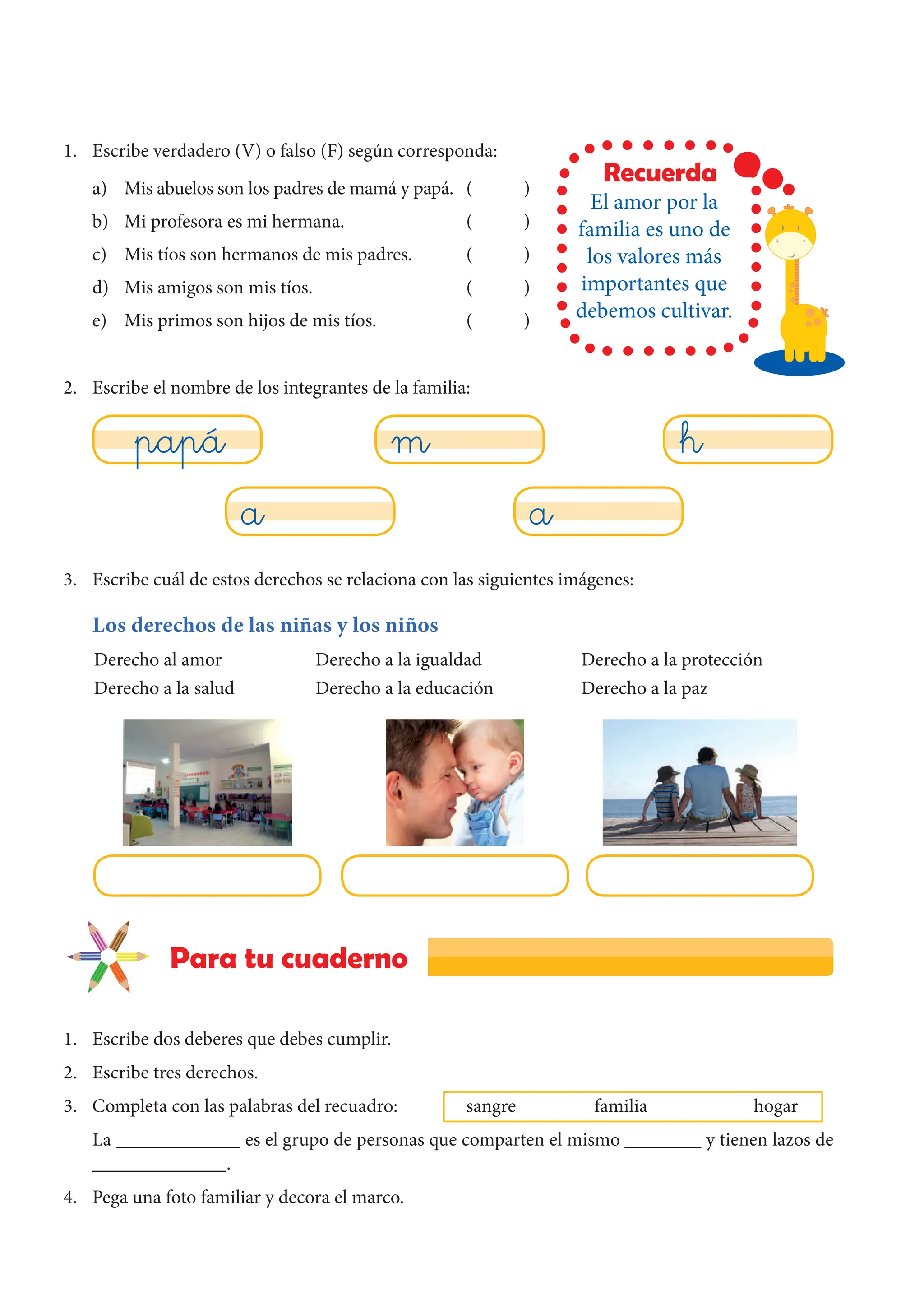 Hojas De Trabajo Sobre La Familia De Hechos, Primer Grado