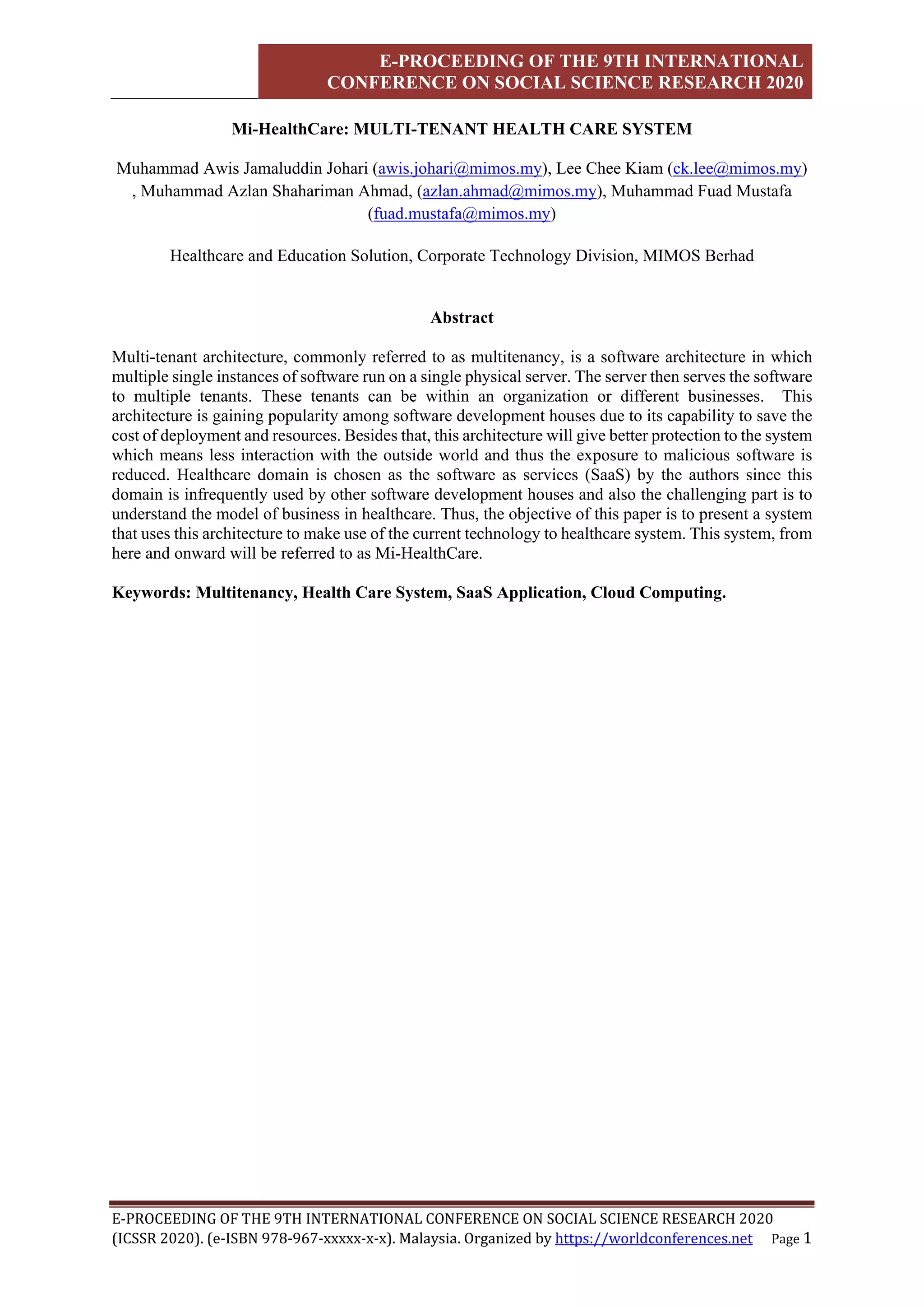 Mi health care - multi-tenant health care system | PDF