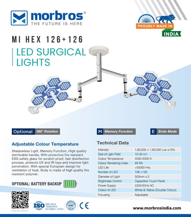 MI-HEX-126+126 LED Surgical Light Morbros India | PDF