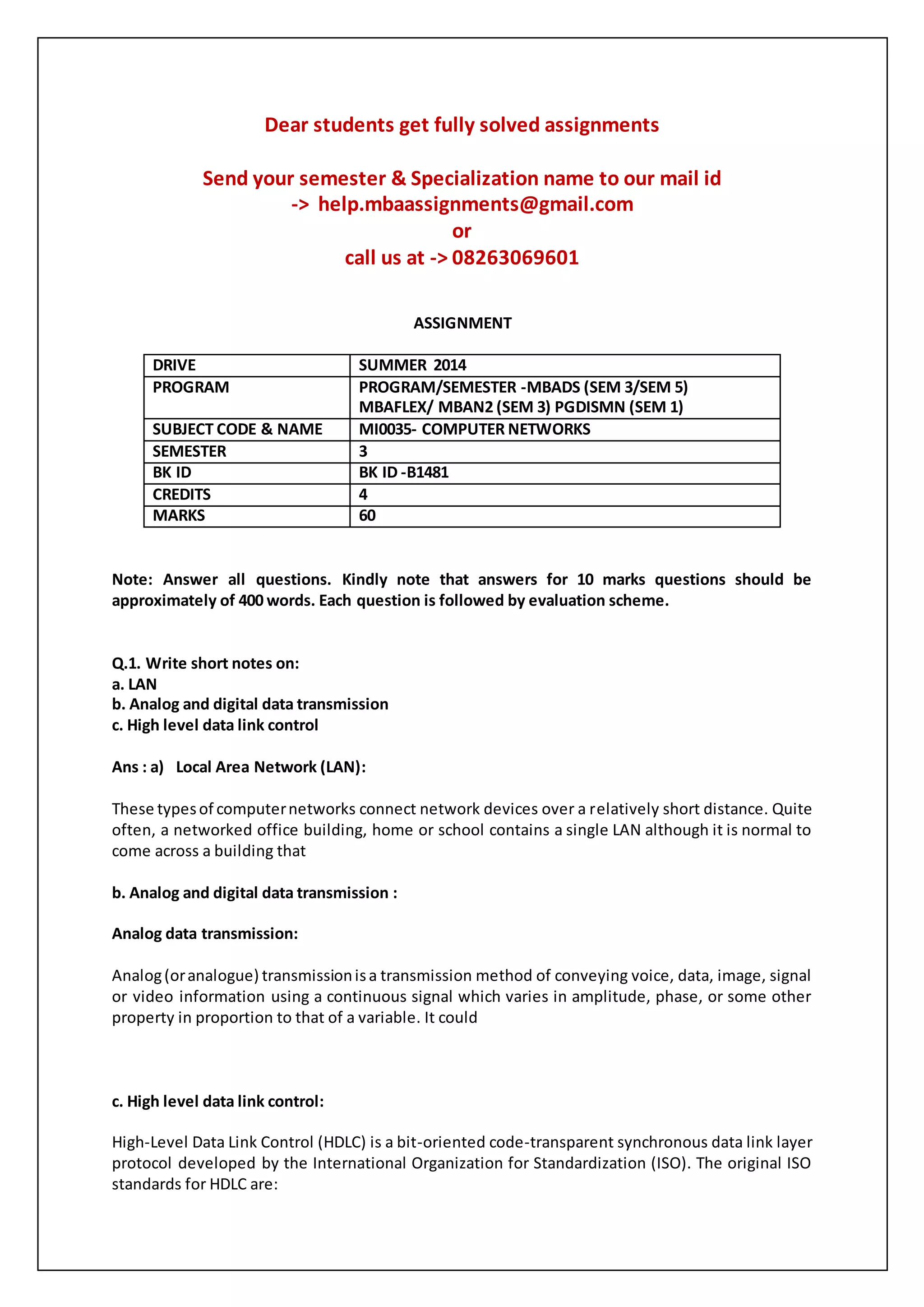 Mi0035 computer networks... | DOCX