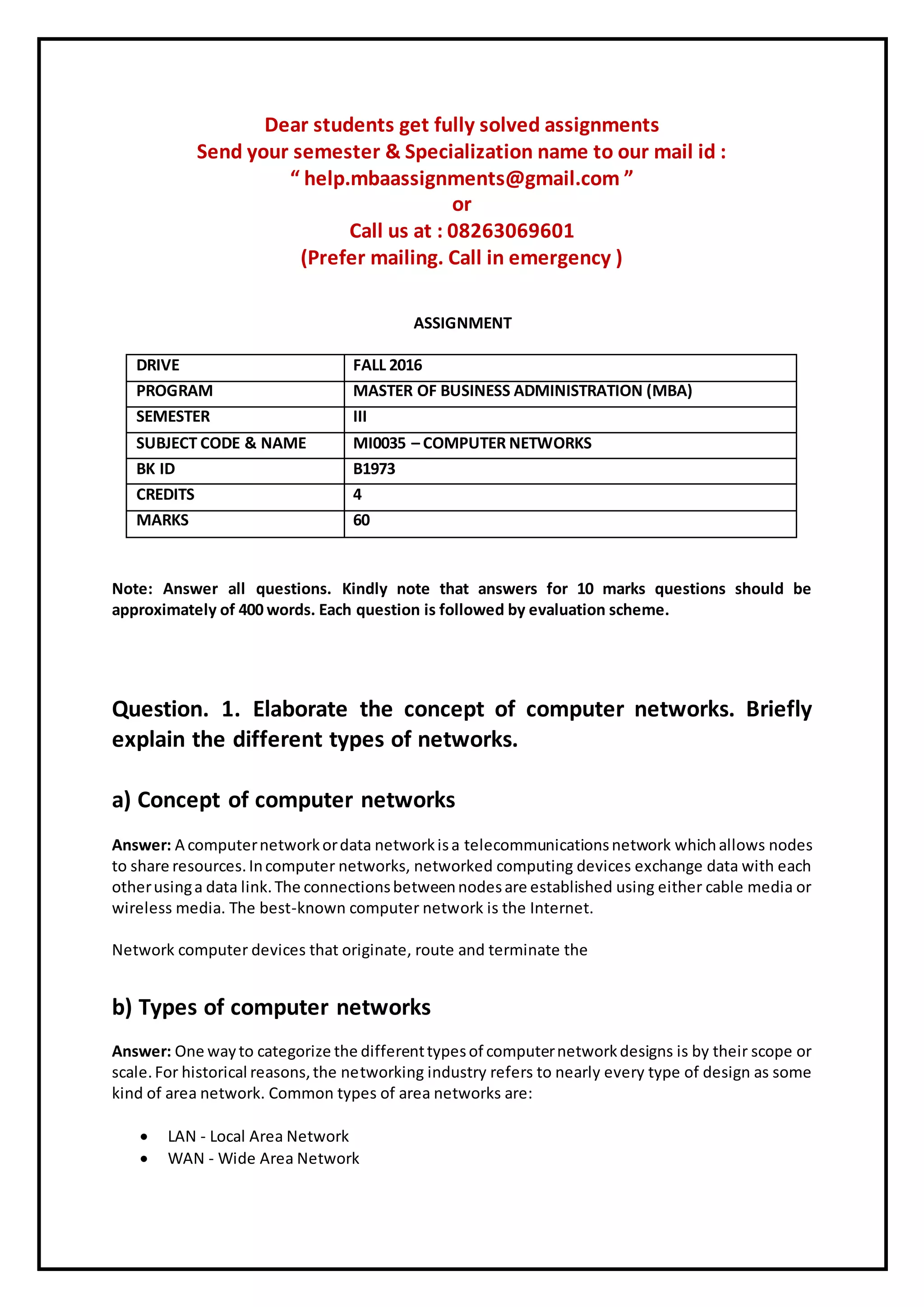 Mi0035 – computer networks | PDF