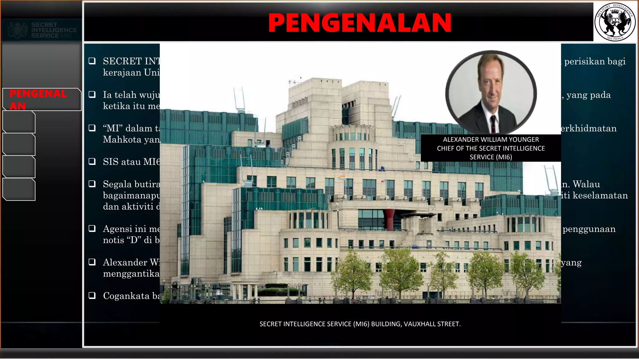 SIS - MI6 (MILITARY INTELLIGENCE SECTION 6) | PPTX