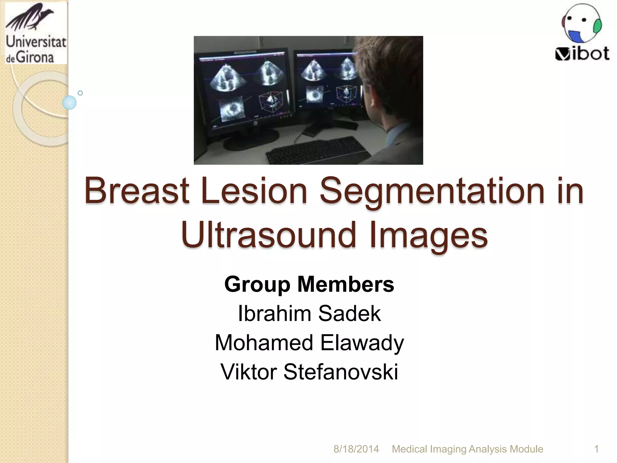 Breast Lesion Segmentation in Ultrasound Images | PPTX