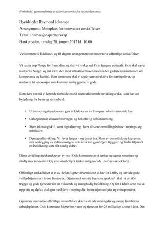 Raymond Johansen - Møteplass for innovative anskaffelser | PDF
