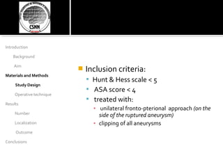 Single Stage Operation for Multiple Cerebral Aneurysms of the Anterior ...