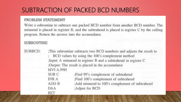 BCD arithmetic and 16-bit data operations | PPTX