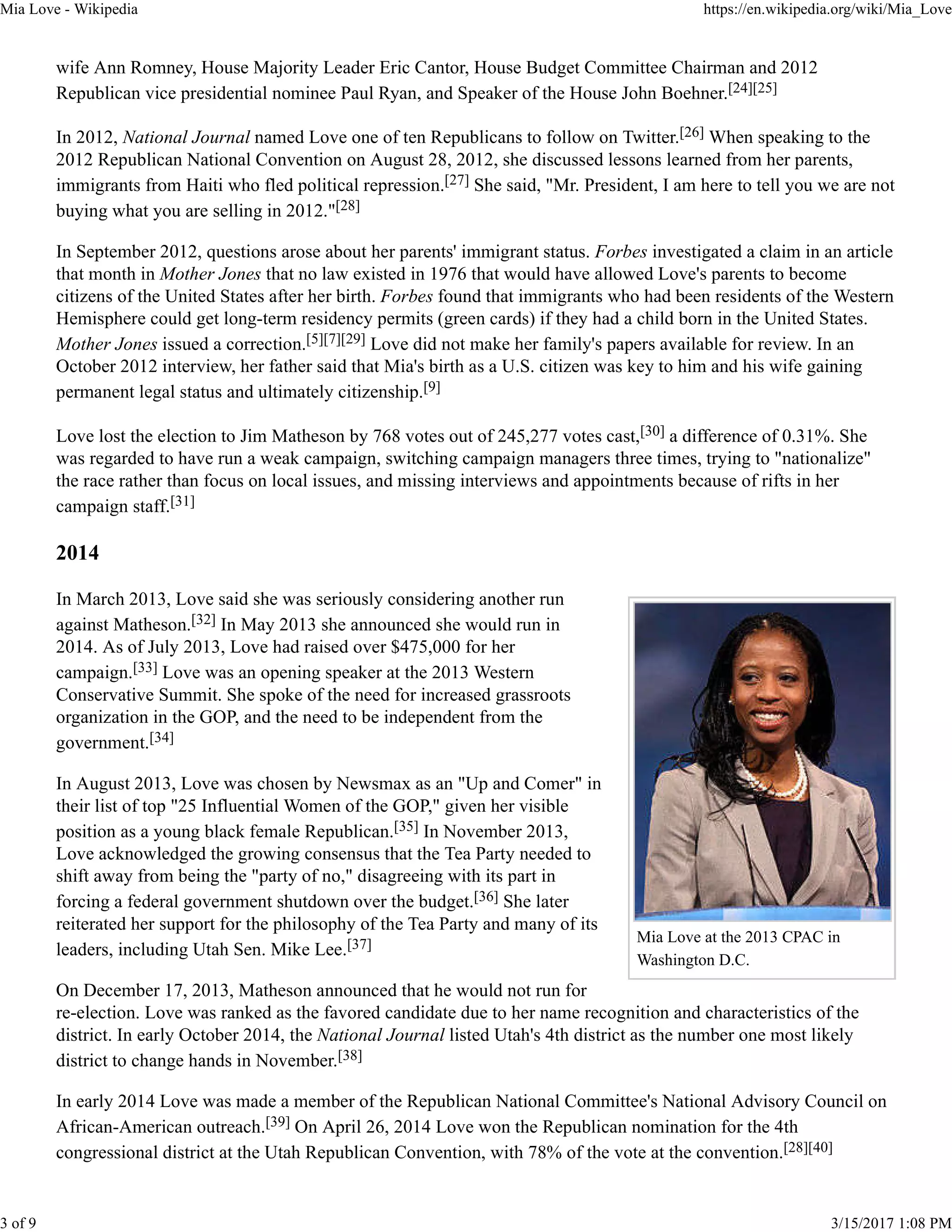 Mia Love wikipedia (highlighted) | PDF