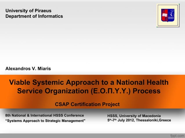 : Viable Systemic Approach to a National Health Service Organization ...