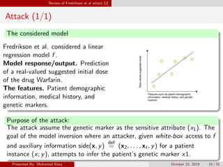 Model Inversion attack exploiting confidence intervals | PPT