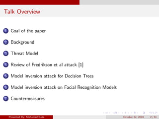 Model Inversion attack exploiting confidence intervals | PPT | Free Download