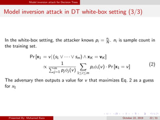 Model Inversion attack exploiting confidence intervals | PPT