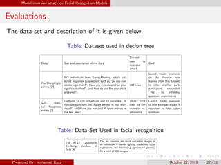Model Inversion attack exploiting confidence intervals | PPT