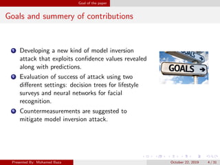 Model Inversion attack exploiting confidence intervals | PPT