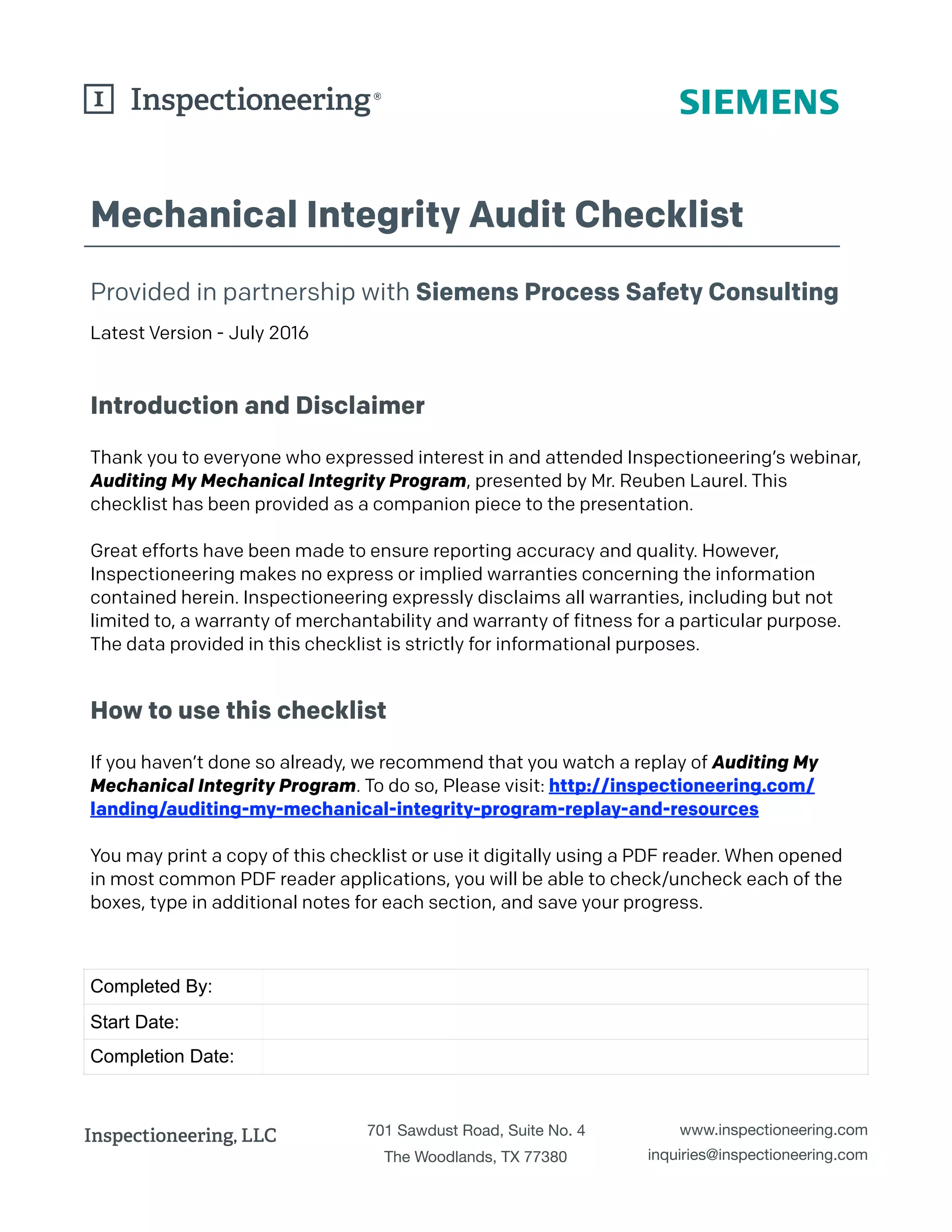 Mi audit checklist | PDF