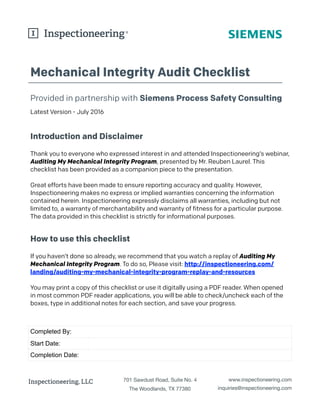 Mi audit checklist | PDF