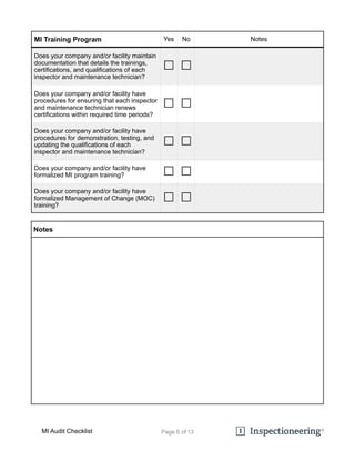 Mi audit checklist | PDF