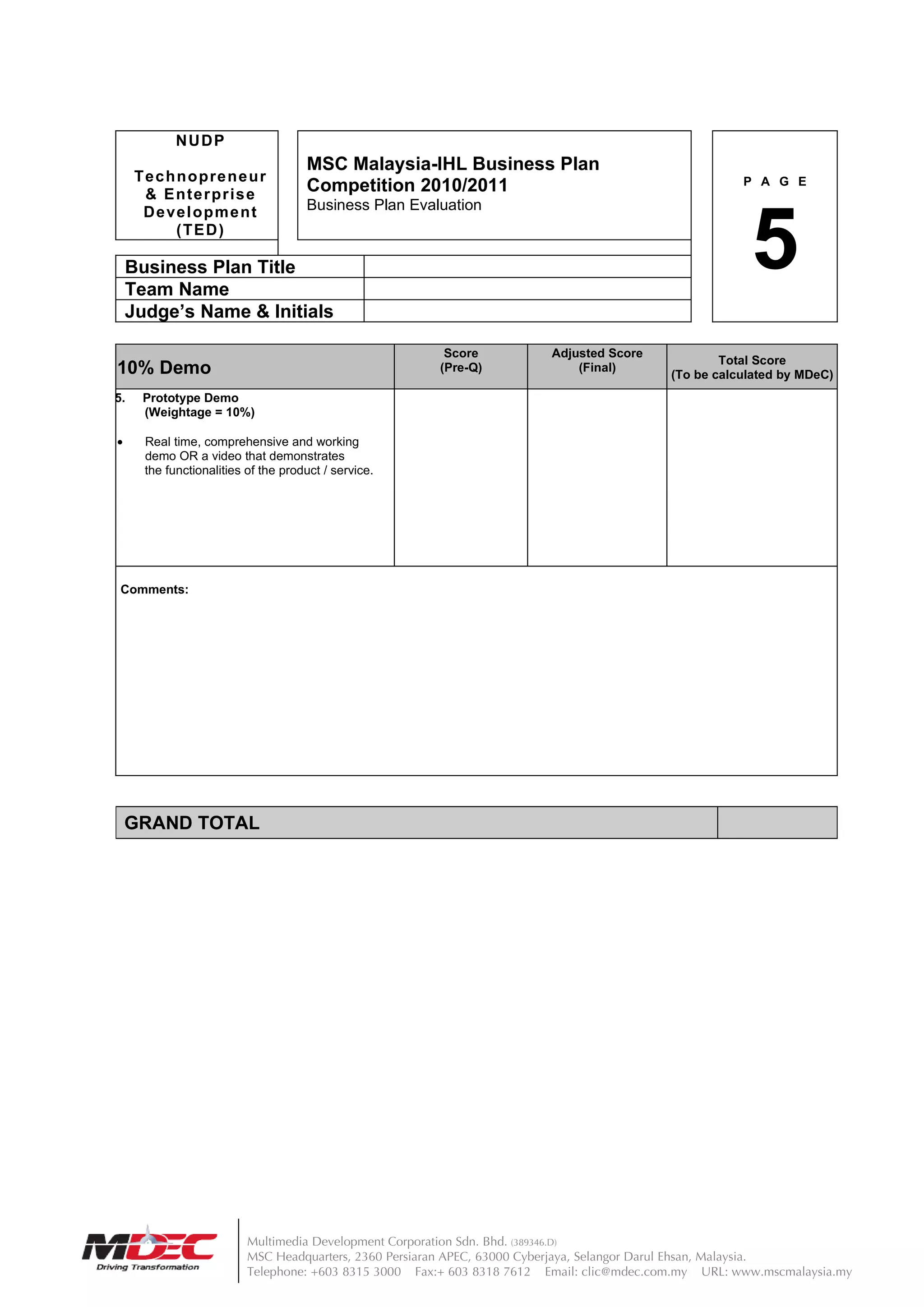 Mibpc 2010 business_plan_evaluation_form_v1.0_31jul2010 | DOC