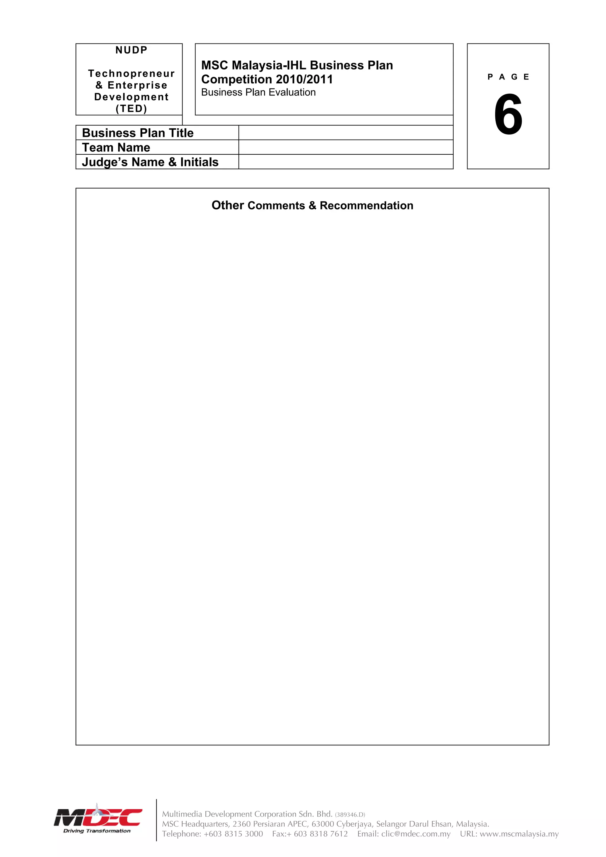Mibpc 2010 business_plan_evaluation_form_v1.0_31jul2010 | DOC
