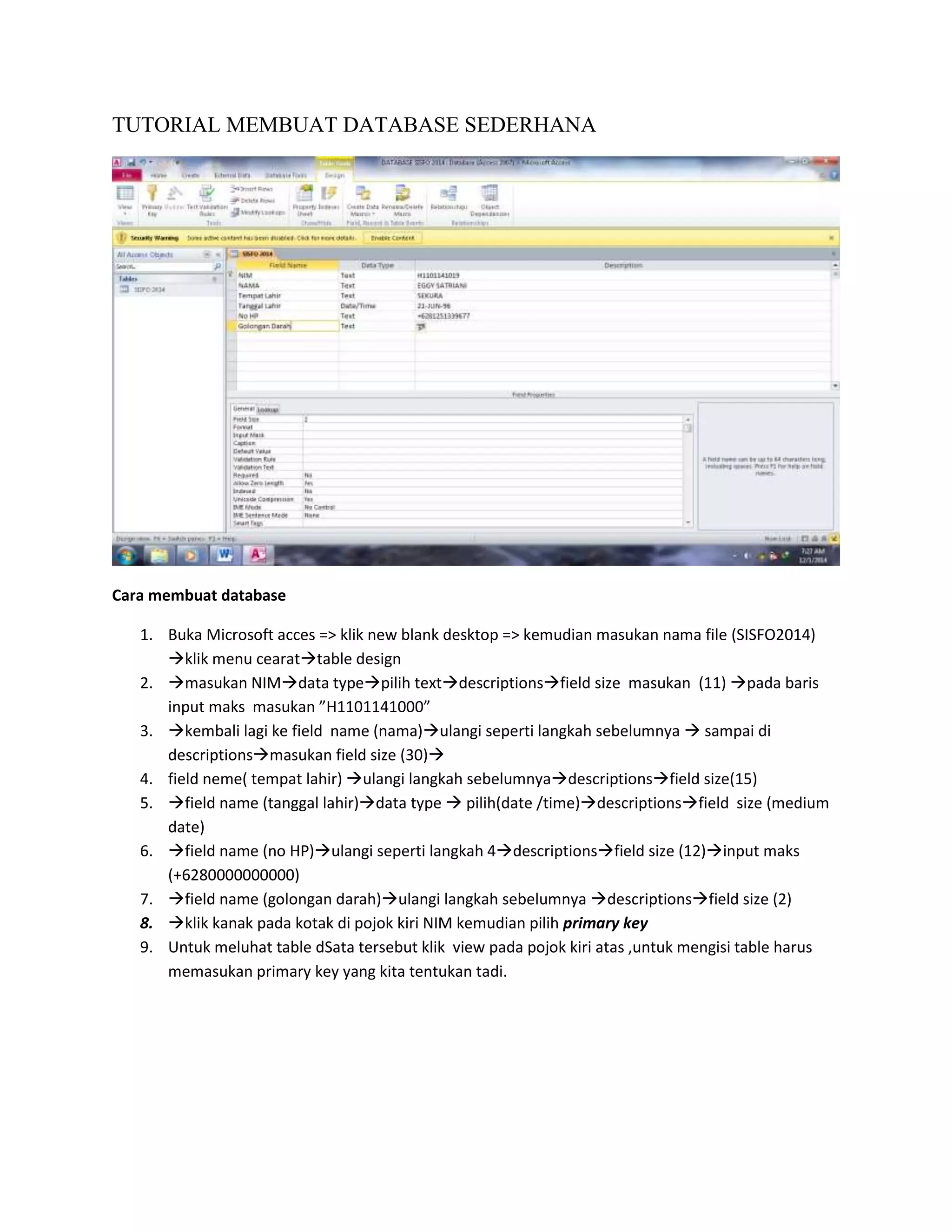 tutorial database sederhana | PDF