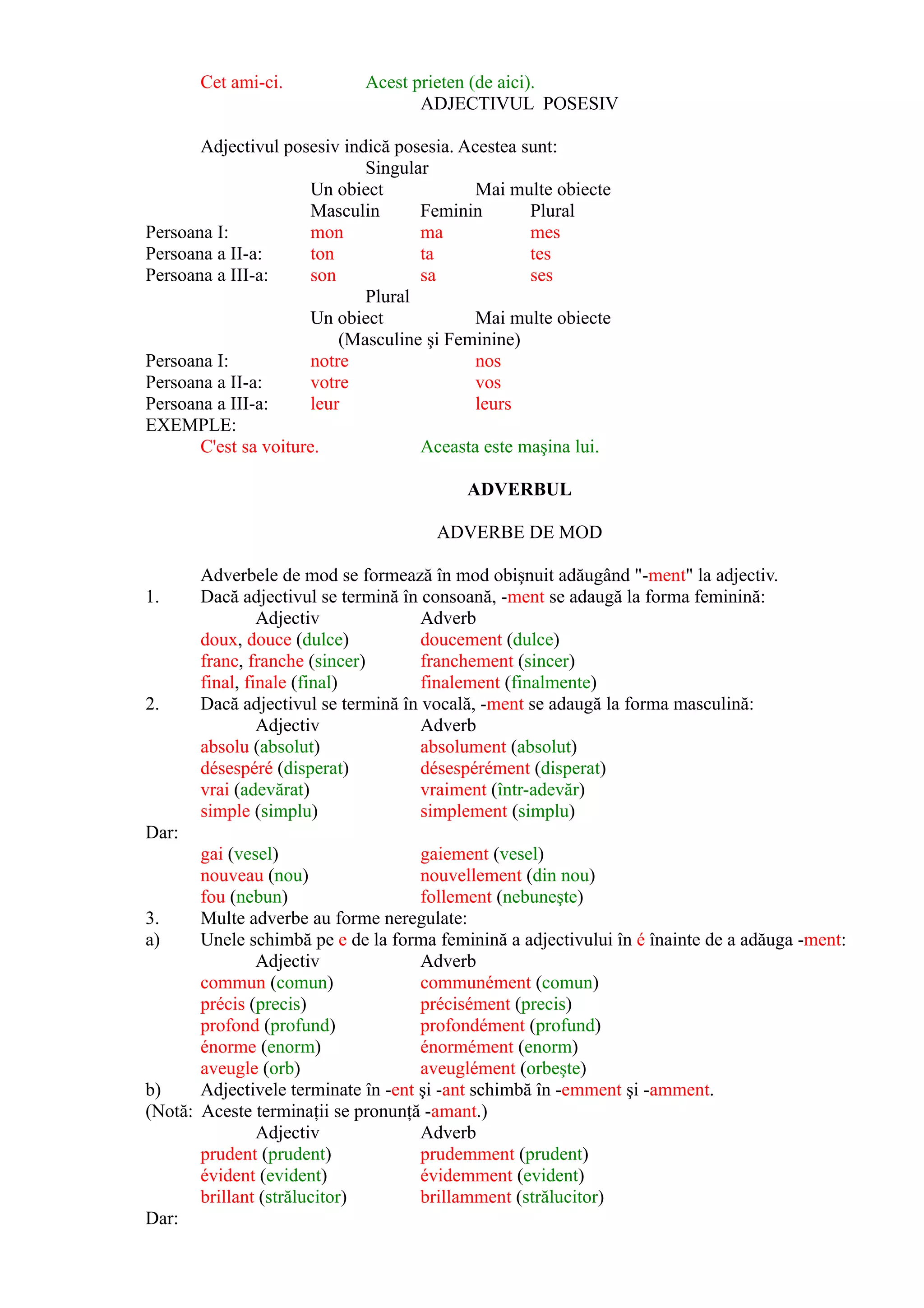 Mica gramatica a limbii franceze | PDF