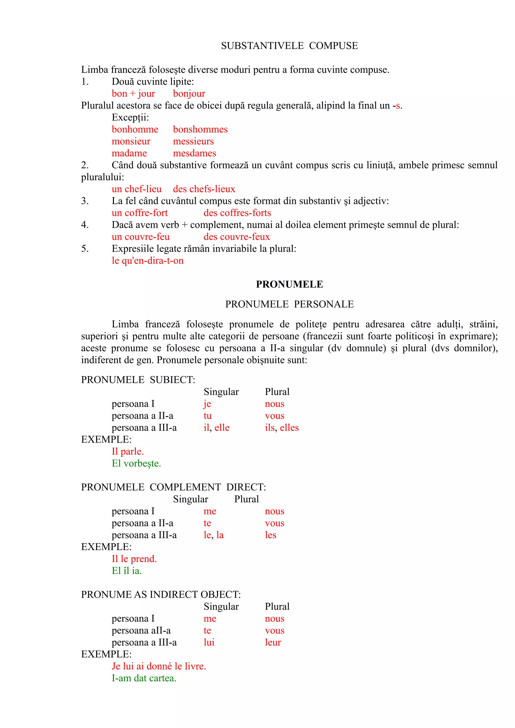Mica gramatica a limbii franceze | PDF