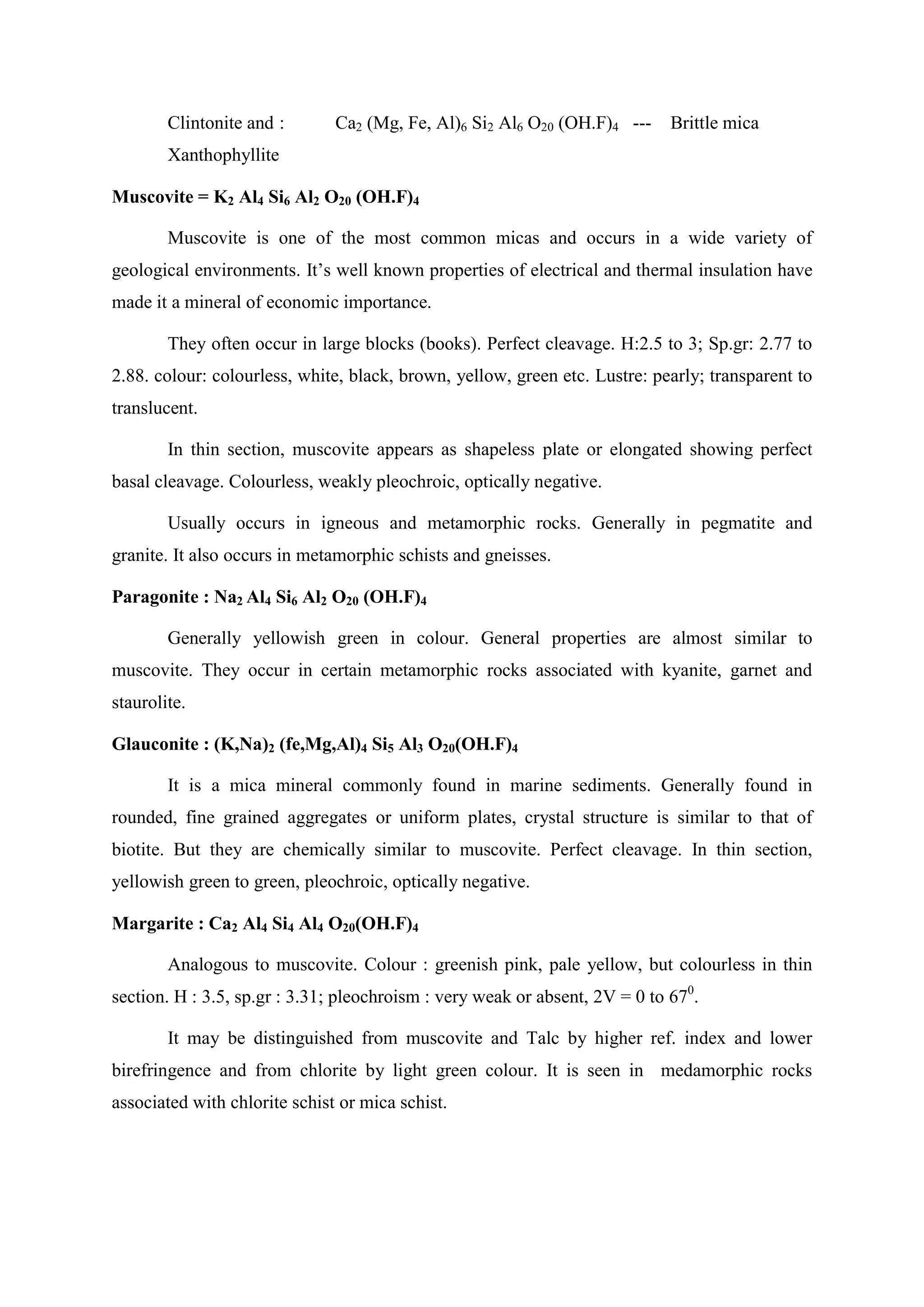 Mica group of phyllo silicate in descriptive mineralogy | PDF