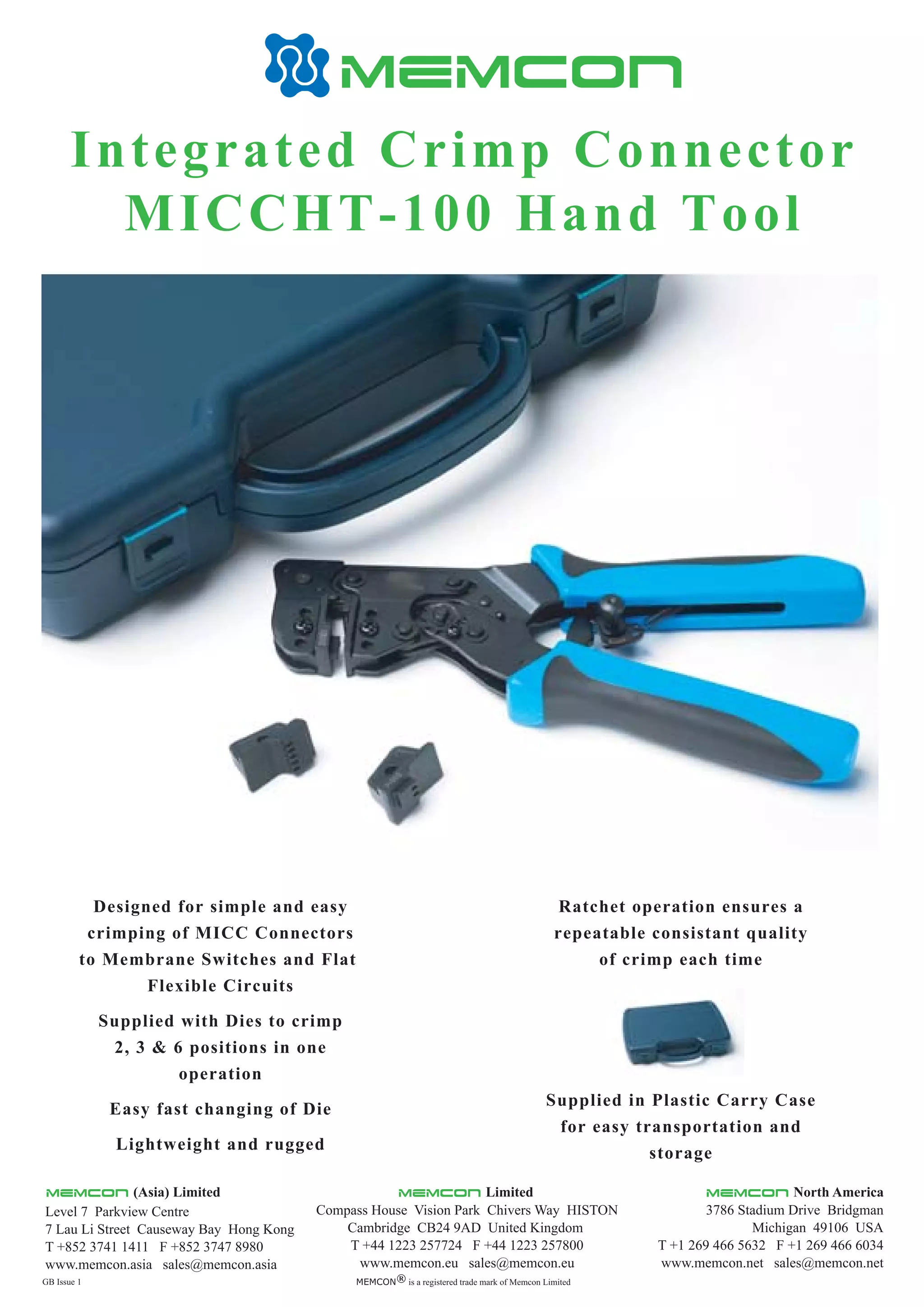 Memcon Miccht100 hand-tool | PDF