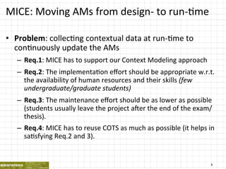 MICE: Monitoring and modelIing the Context Evolution | PPT | Free Download