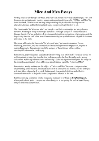 Mice And Men Essays | PDF