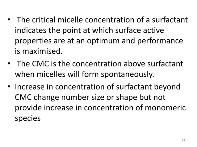 Micelle and critical micelle concentration | PPTX | Chemistry | Science