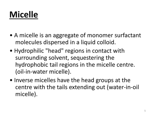 Micelle and critical micelle concentration | PPTX | Chemistry | Science