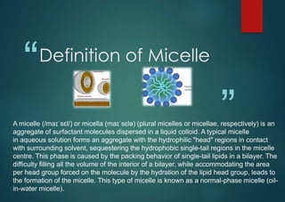 Micelle presentation | PPTX