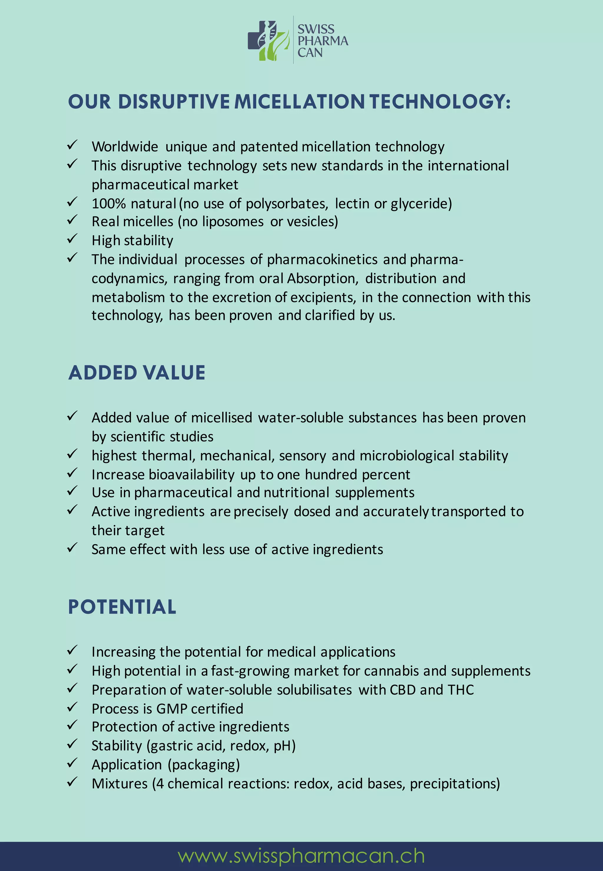 Micelle technology leaflet Swiss Pharma | PDF