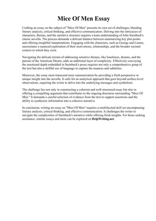 Mice Of Men Essay | PDF