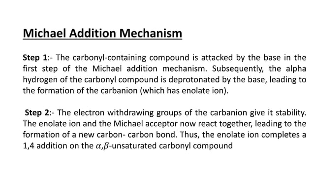 Michael Addition reaction M Pharm Pharmaceutical chemistry.pptx ...