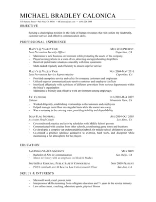 Michael Calonica Resume | PDF