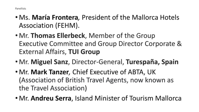 Michael Collins notes UNWTO Mallorca 2nd Sustainable Desinations Summit ...