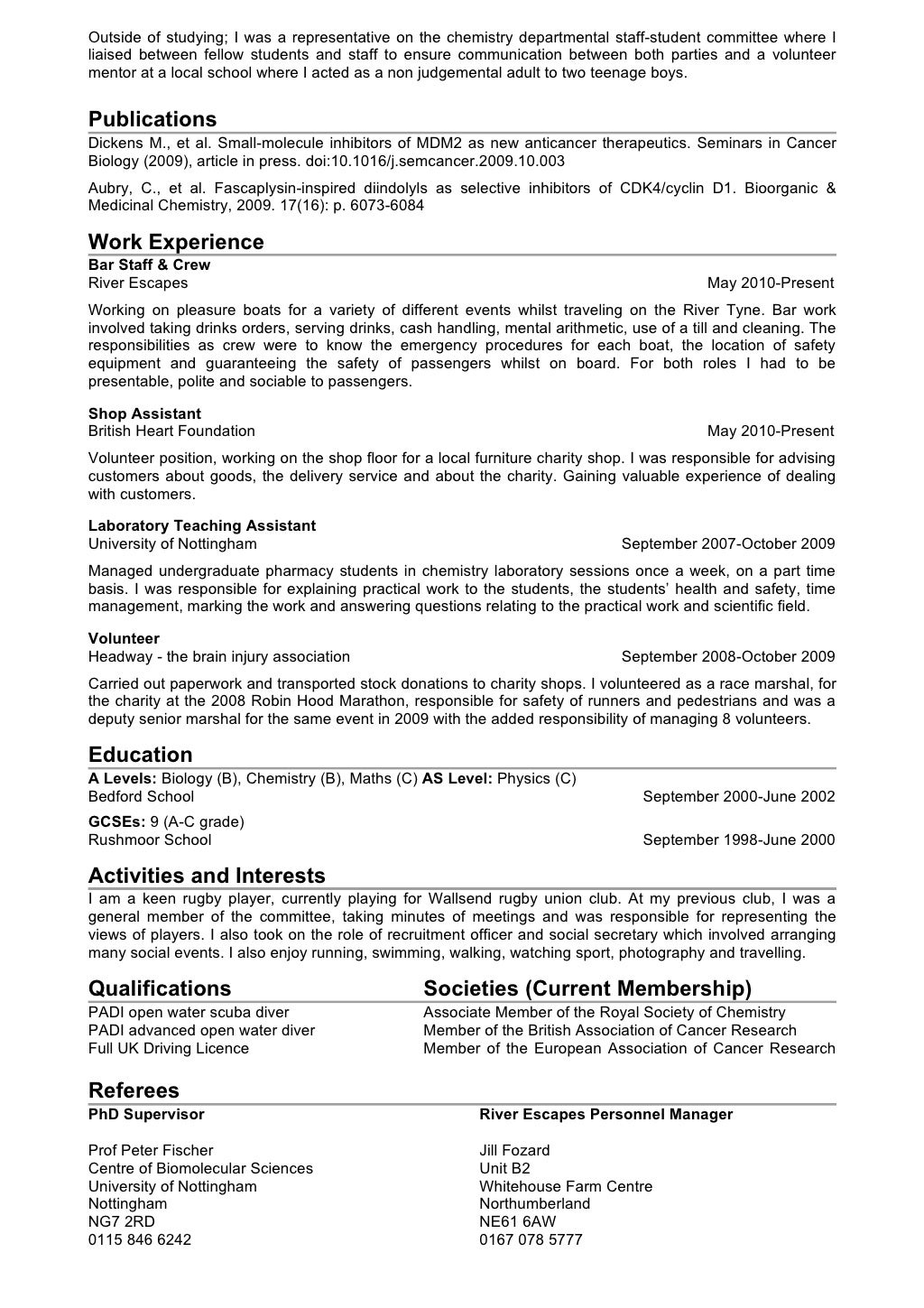 2010 Chemistry CV 2010-chemistry-cv