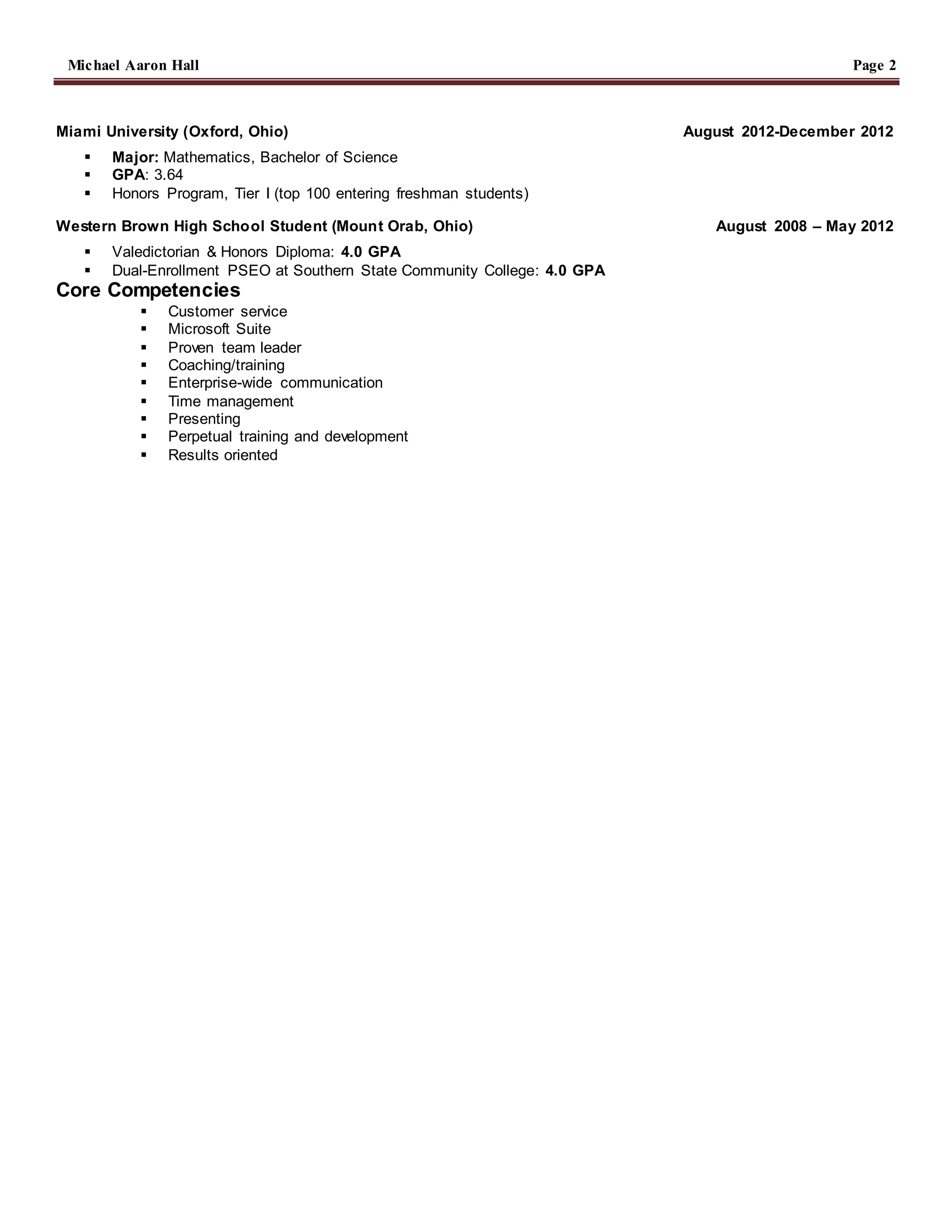 Michael Hall Resume | DOCX