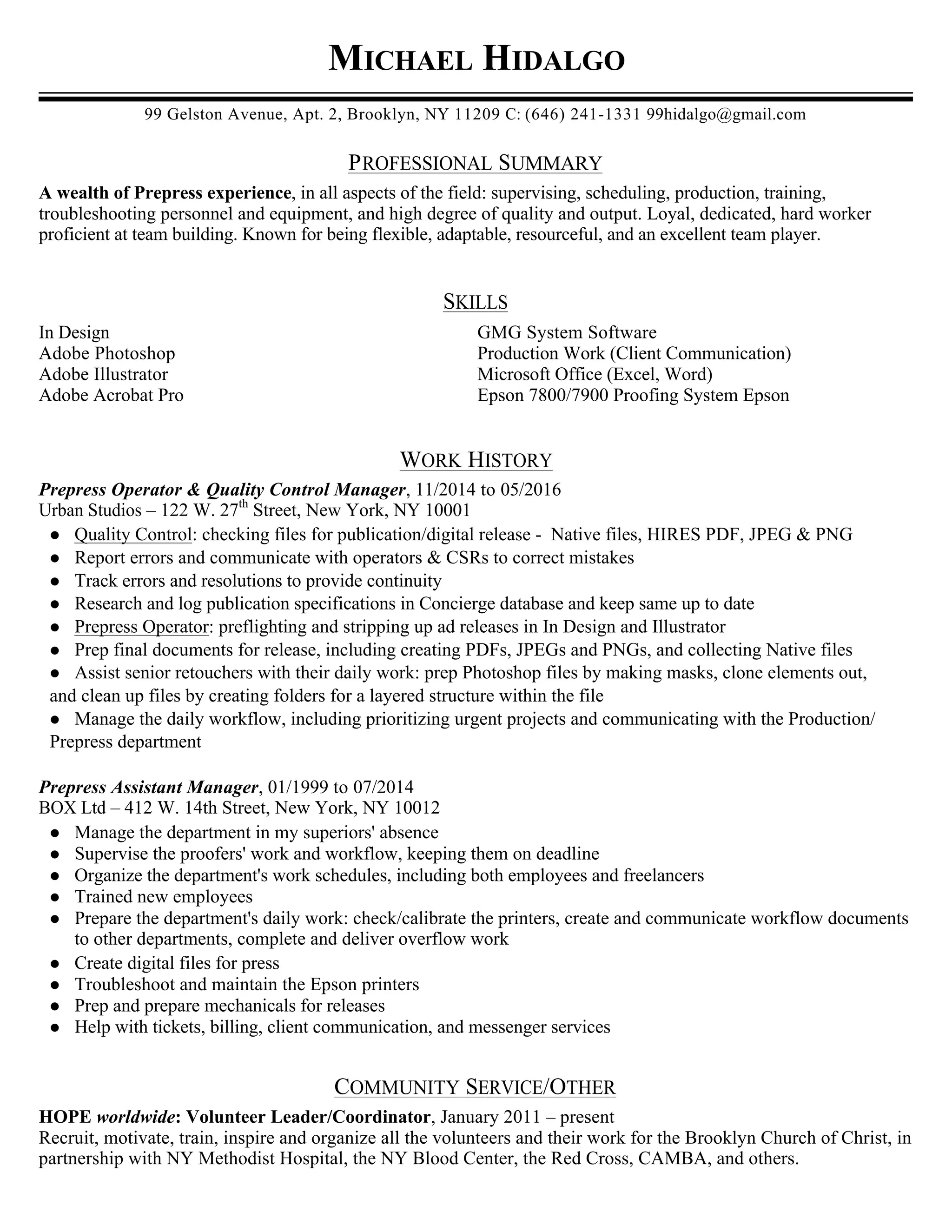 Michael hidalgo resume | PDF