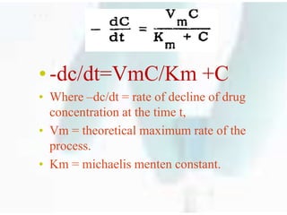 Michaelis menten kinetics Nonlinear Pharmacokinetics | PPTX