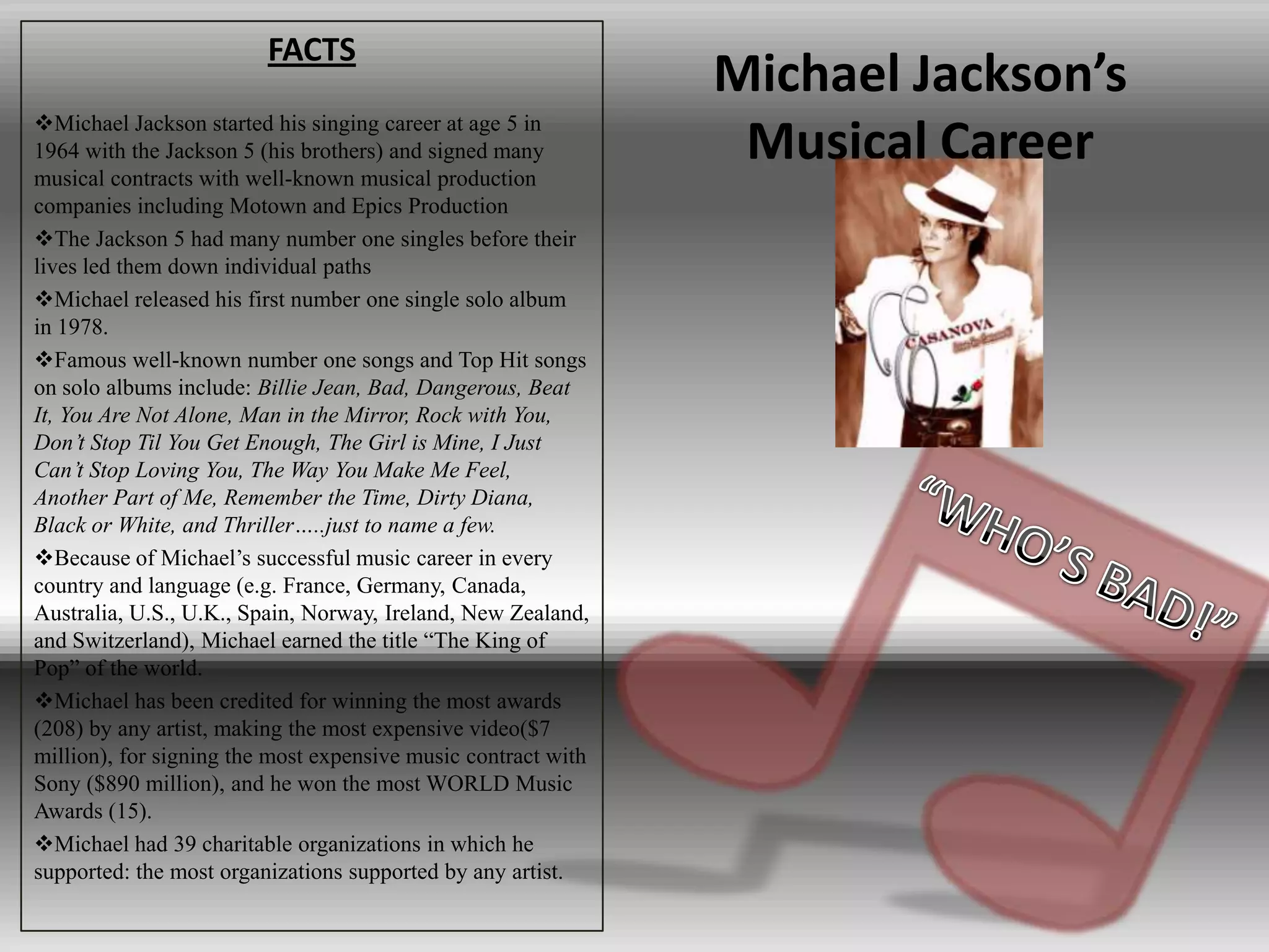 Michael Jackson’S Music Career | PPTX