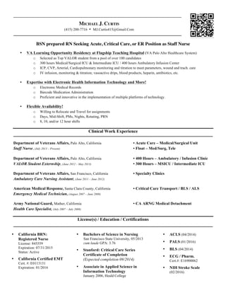 Michael j curtis résumé (most recent) | PDF