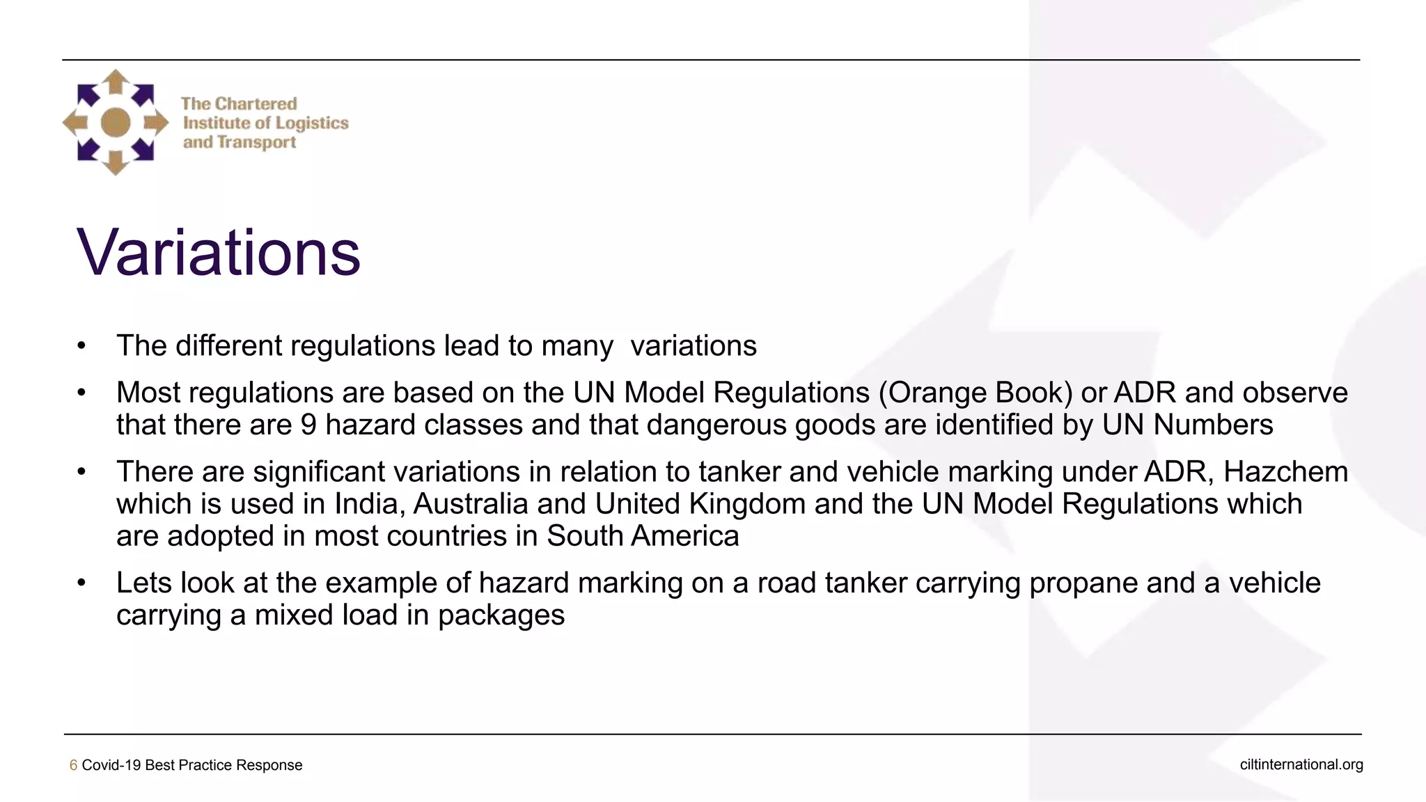 Transport of Dangerous Goods by Road - Need for Harmonisation and ...