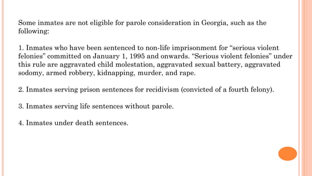 Parole Eligibility Rules in Georgia | PPT
