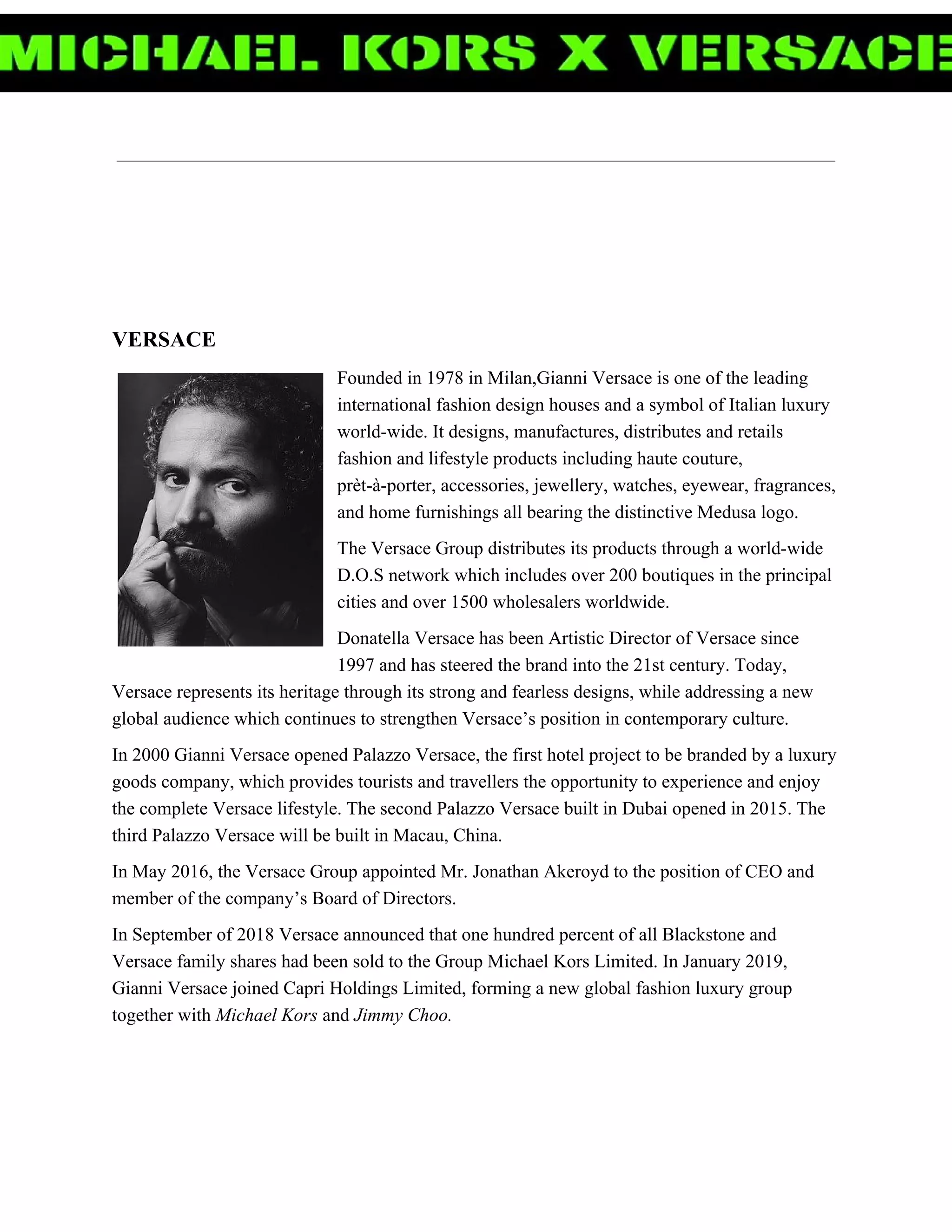 Michael kors and versace | PDF | Business | Business and Finance